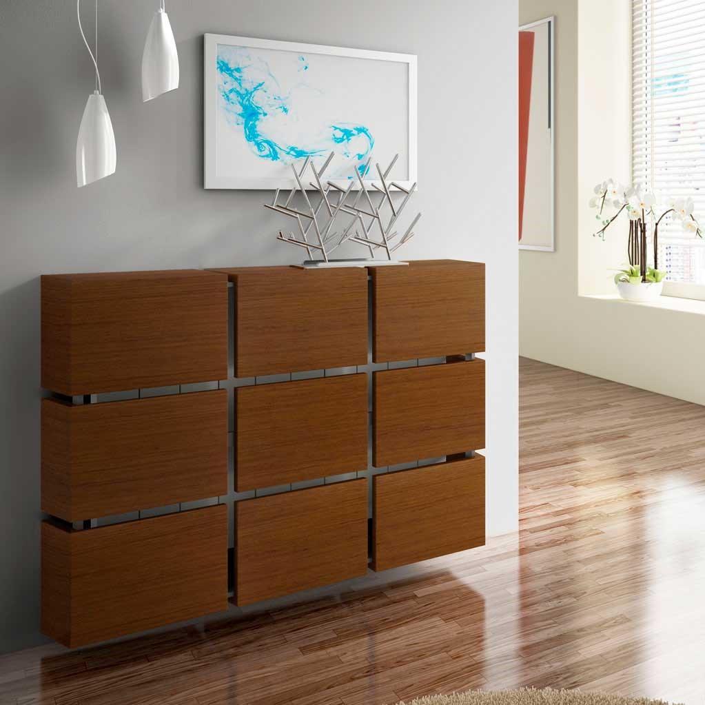 Contemporary Modern Radiator Cabinet Cover 9CUBE in Oak wood with Shelf ...