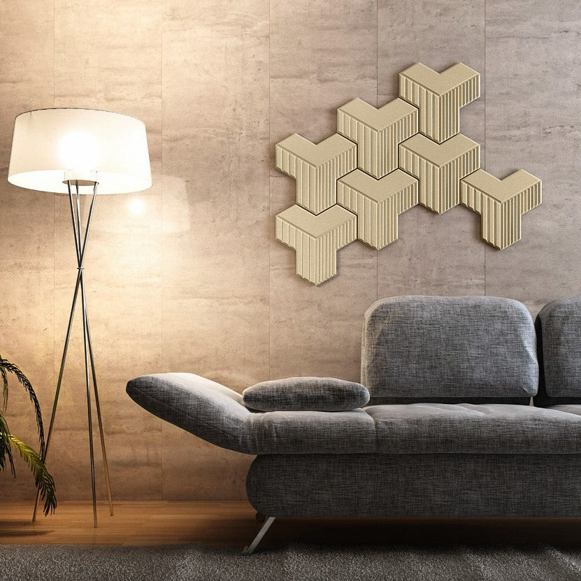 Decorative Wall Panels Tetra Blocks shape Gold rich 3D texture panels ...