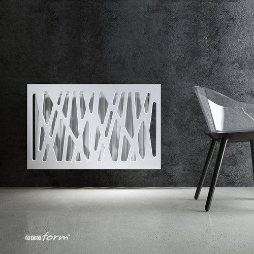 Bespoke Radiator Heater Cover Futuristic GEO White Satin Matt & Gloss ...