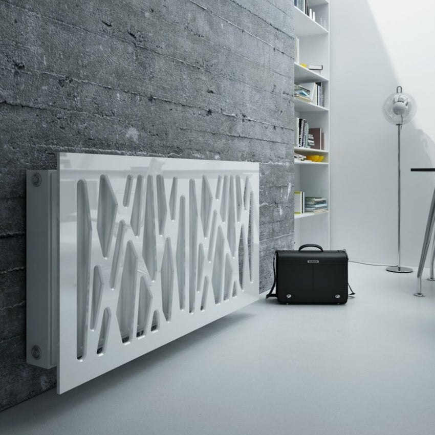 Bespoke Radiator Heater Cover Futuristic GEO White Satin Matt & Gloss ...