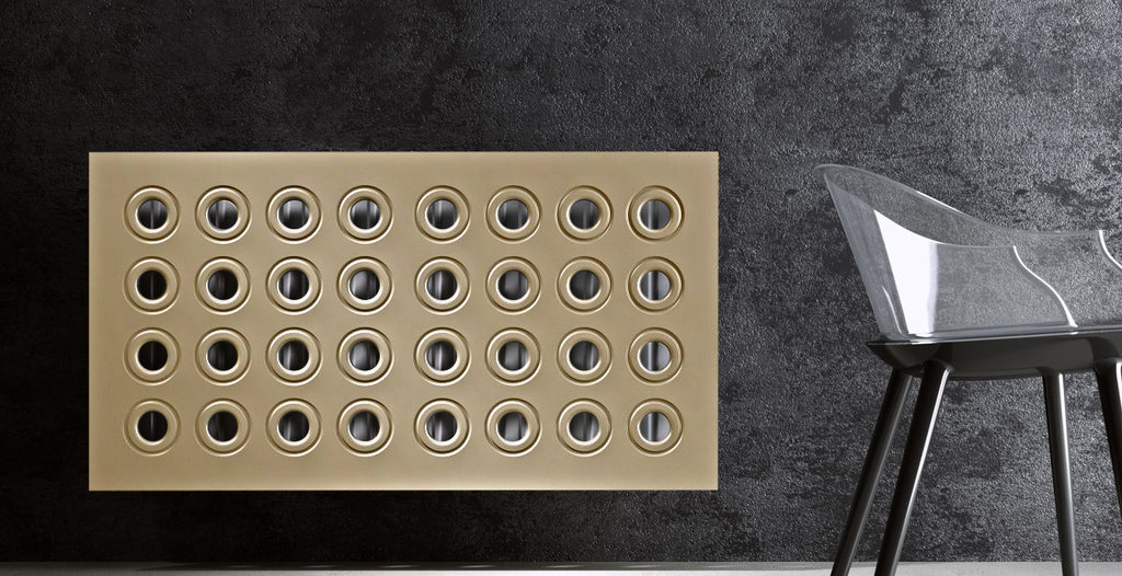 Contemporary RINGS Radiator Heater Cover Luxury Gold finish removable ...