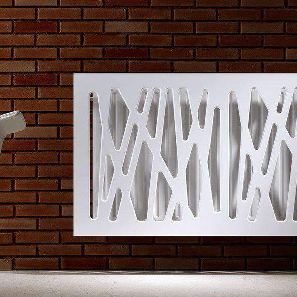 Bespoke Radiator Heater Cover Futuristic GEO White Satin Matt & Gloss ...
