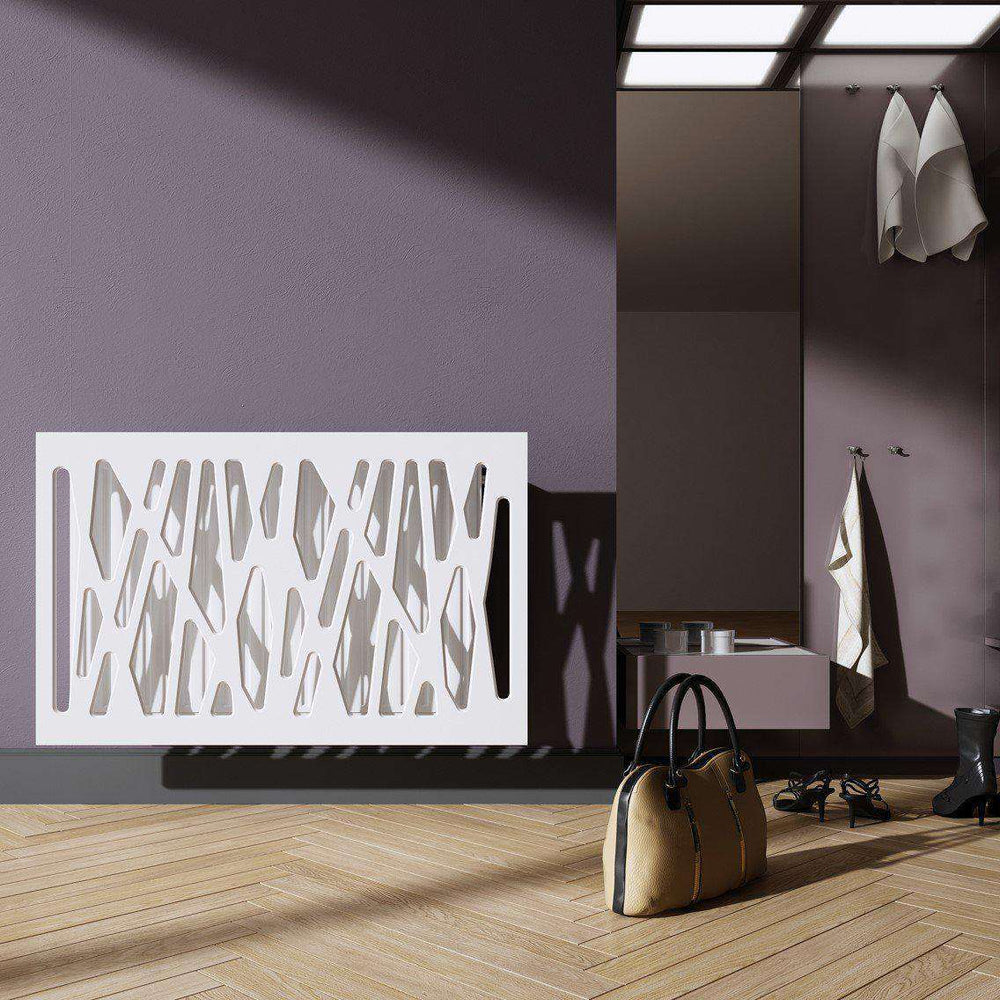 Bespoke Radiator Heater Cover Futuristic GEO White Satin Matt & Gloss ...