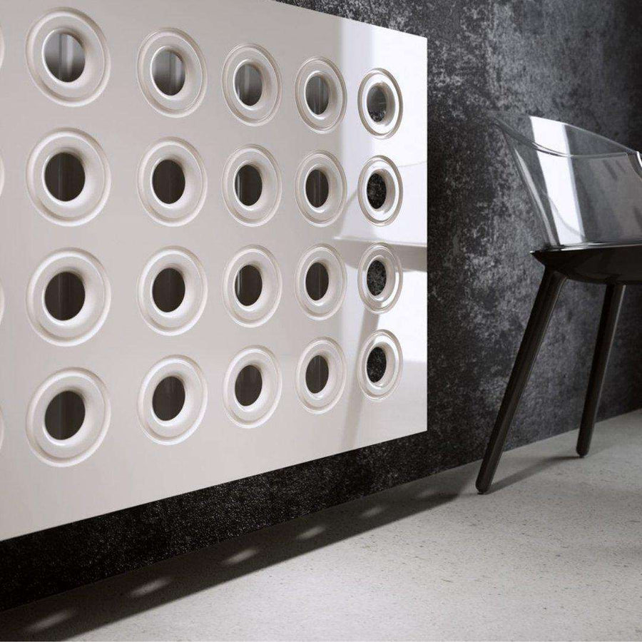 Contemporary RINGS Radiator Heater Cover White Stain gloss removable ...