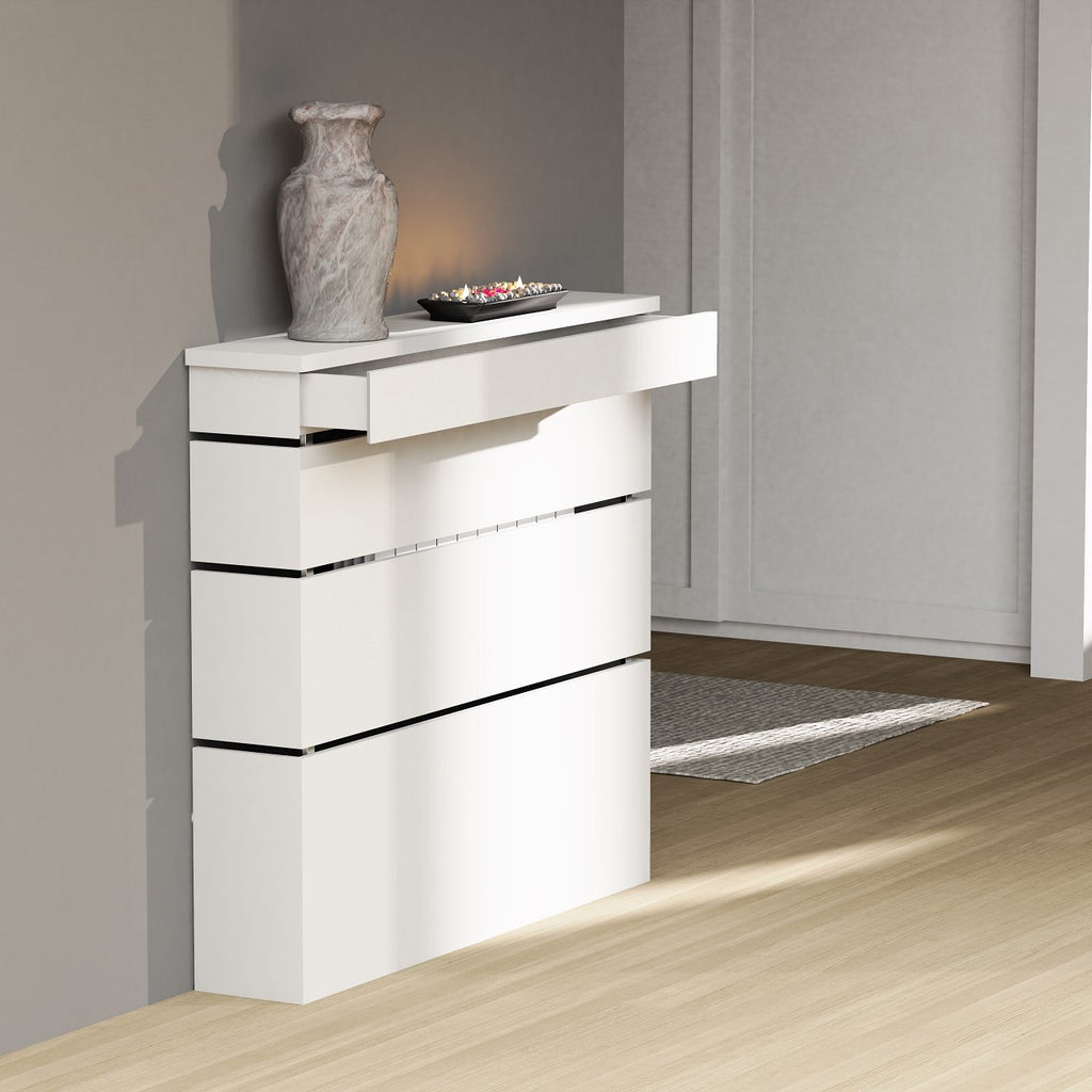 Modern Radiator Cover MINIMAL LINES White Cabinet with wooden drawers ...