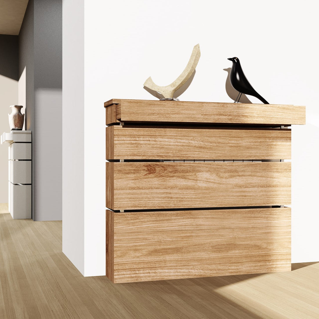 Modern Radiator Cover MINIMAL Squres Cabinet Design in Wood Finish ...