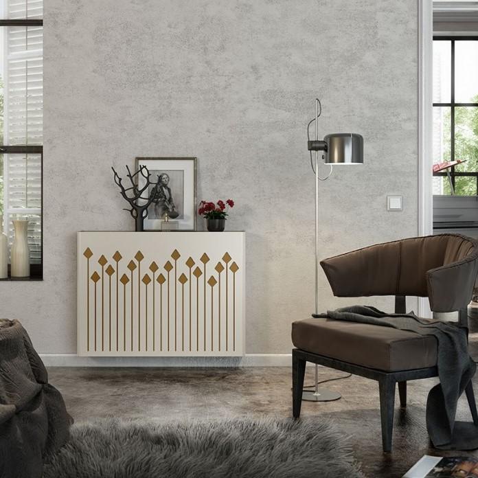 Modern Floating White Radiator Heater Cover NORDIC arrows design shelf ...