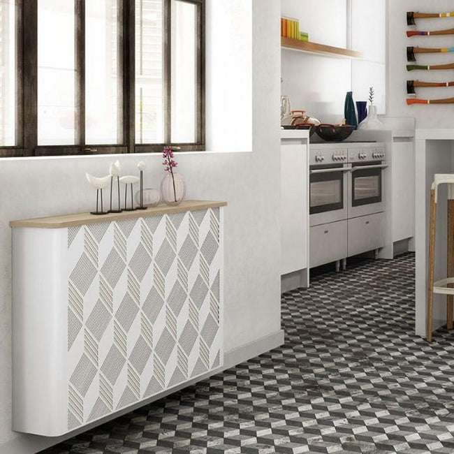 Modern Floating White Radiator Heater Cover NORDIC MOSAIC design shelf ...