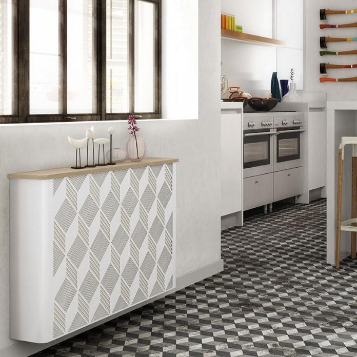 Modern Floating White Radiator Heater Cover NORDIC MOSAIC design shelf ...