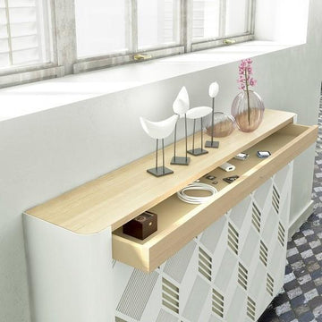 Modern Floating White Radiator Heater Cover NORDIC MOSAIC design shelf ...