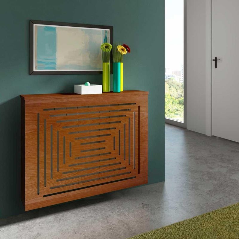 Modern Floating White Radiator Heater Cover Geometric Line design Shelf ...