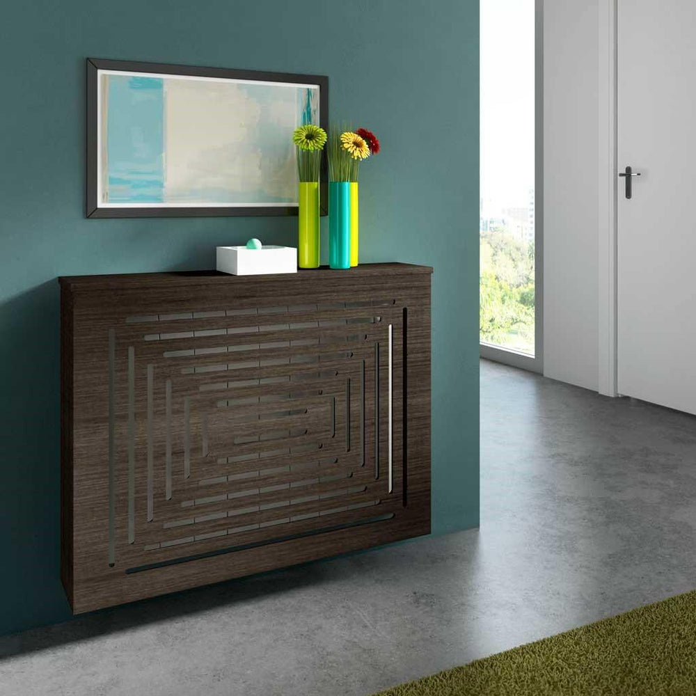 Modern Floating White Radiator Heater Cover Geometric Line design Shelf ...