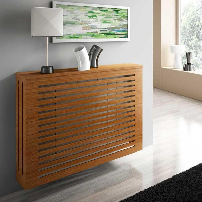 Modern Floating White Radiator Heater Cover Geometric Line design Shelf ...