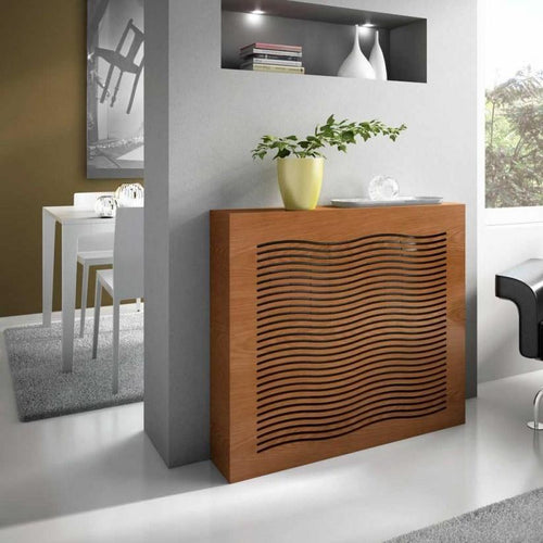 Modern Floating White Radiator Heater Cover Geometric Line design Shelf ...