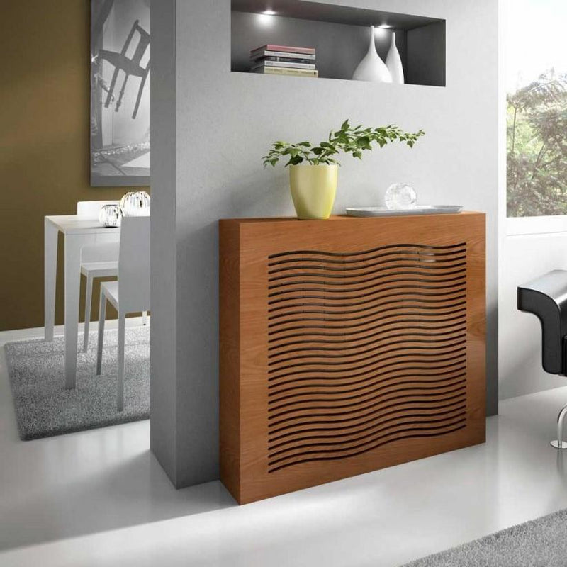 Modern Floating White Radiator Heater Cover Geometric Line design Shelf ...